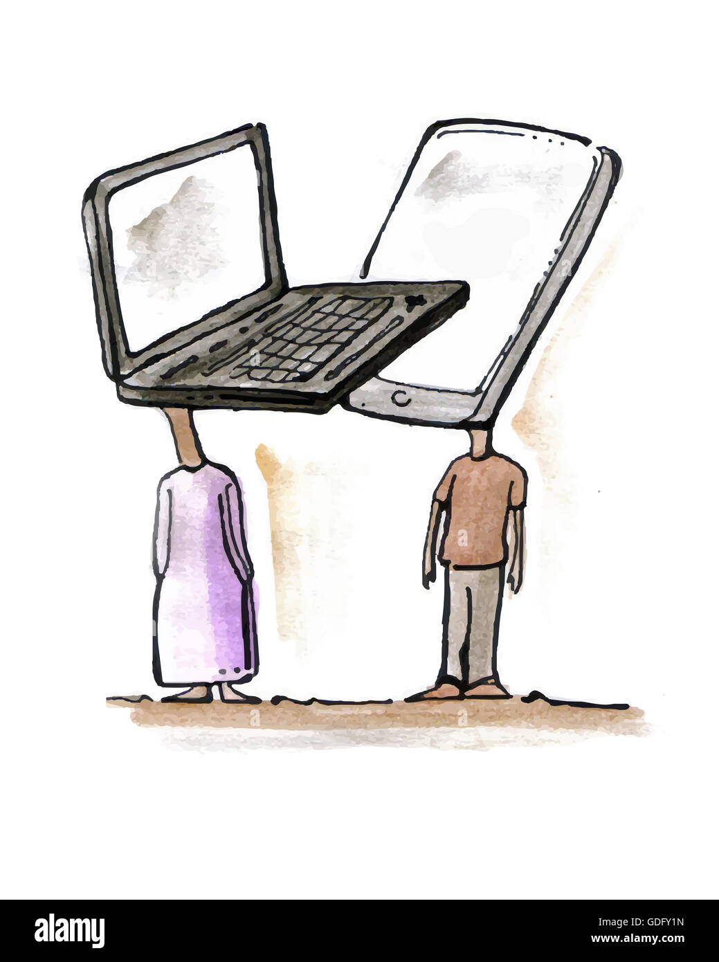 Hand drawn laptop hi-res stock photography and images - Alamy