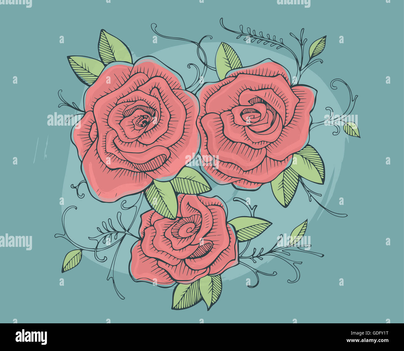 Three Roses Drawing 909 3 Roses Tattoo Images, Stock Photos, 3D