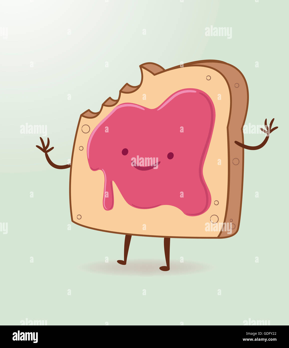 Vector illustration or drawing of a cartoon toasted bread with ...