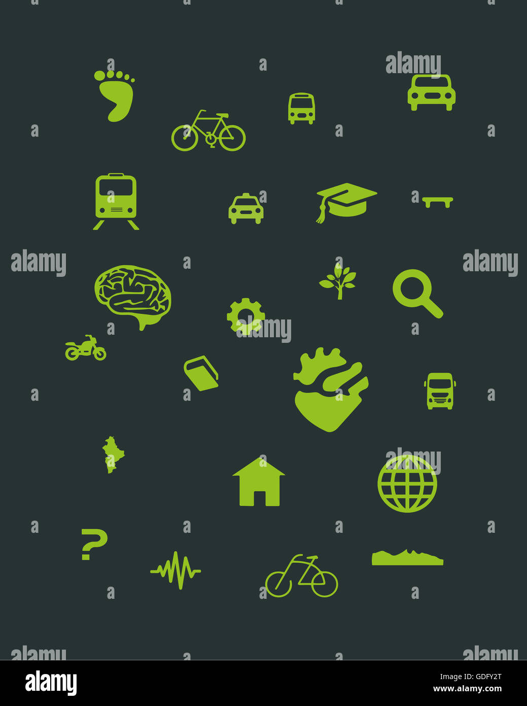 Hand drawn illustration or drawing of some urban mobility icons Stock ...