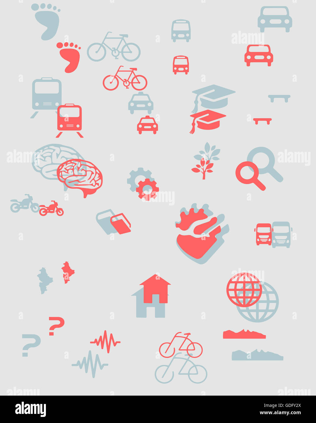 Hand drawn illustration or drawing of some urban mobility icons Stock ...