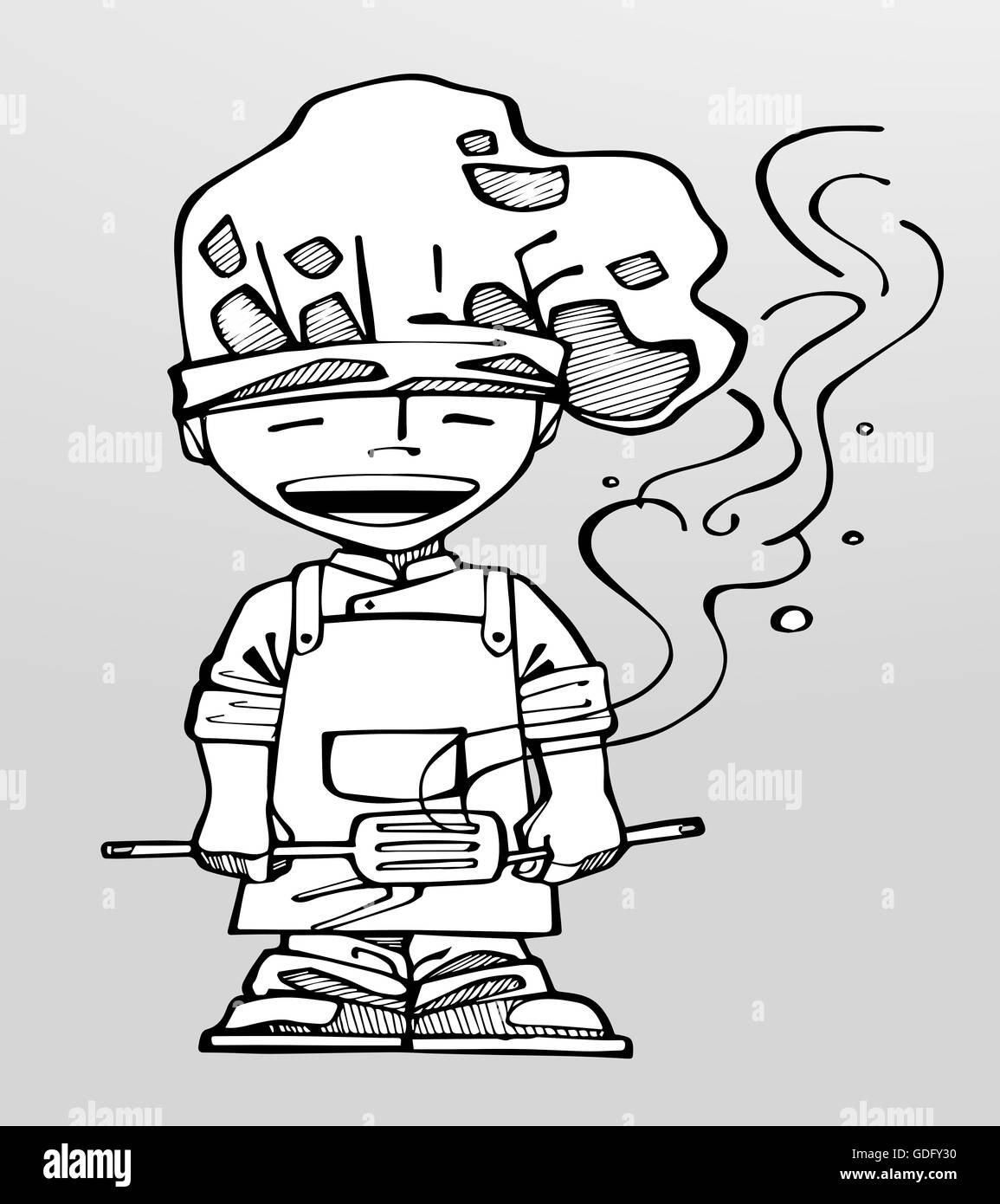 Vector illustration or drawing of a cartoon chef Stock Photo - Alamy