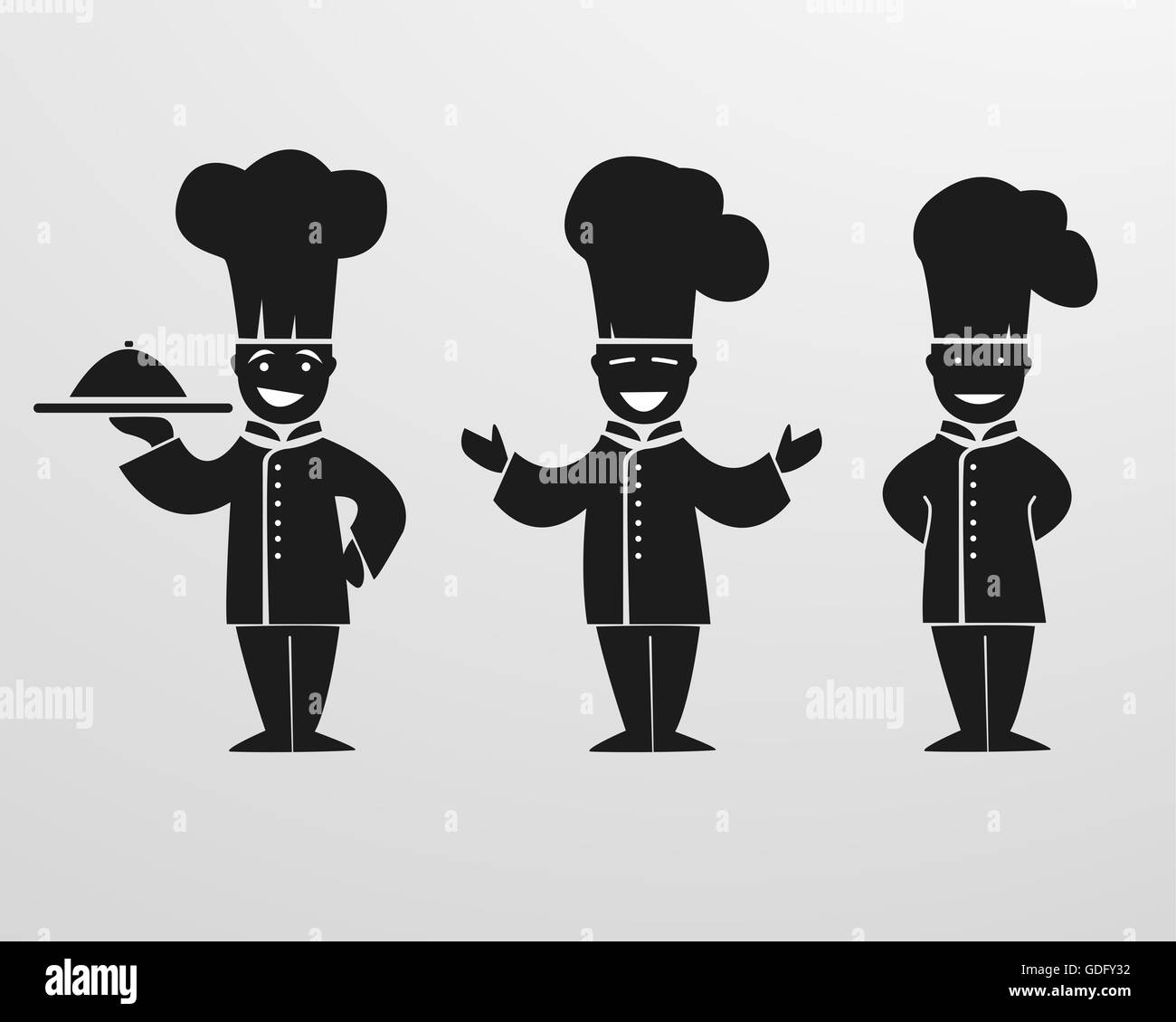 Vector illustration or drawing of three cartoon chefs Stock Photo - Alamy