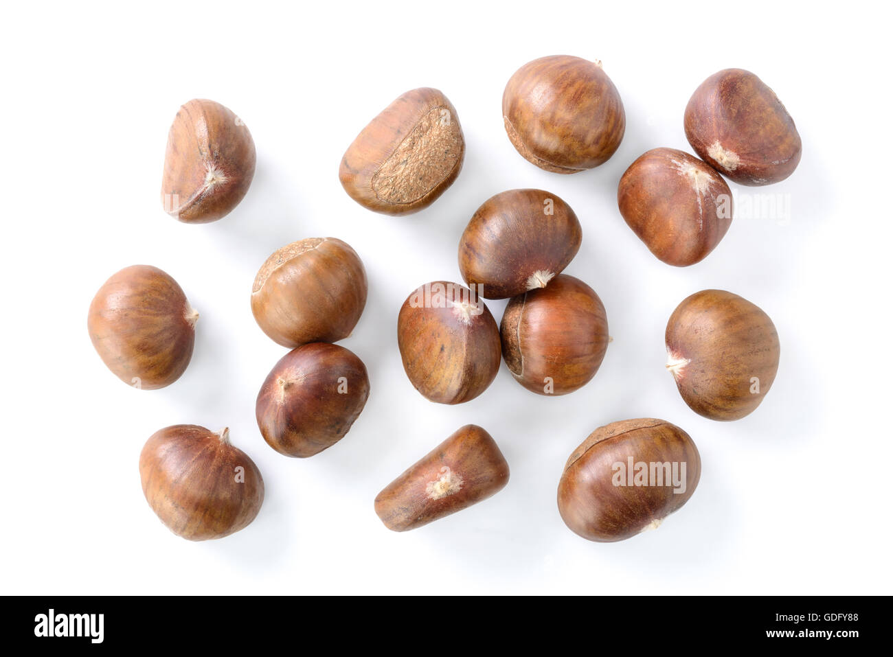 Chestnuts top view on Cut Out Stock Images & Pictures - Alamy