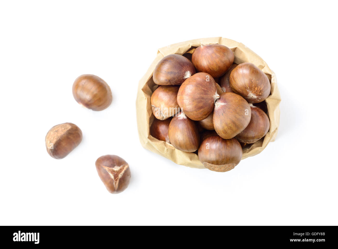 chestnuts in paper bag, top view Stock Photo - Alamy