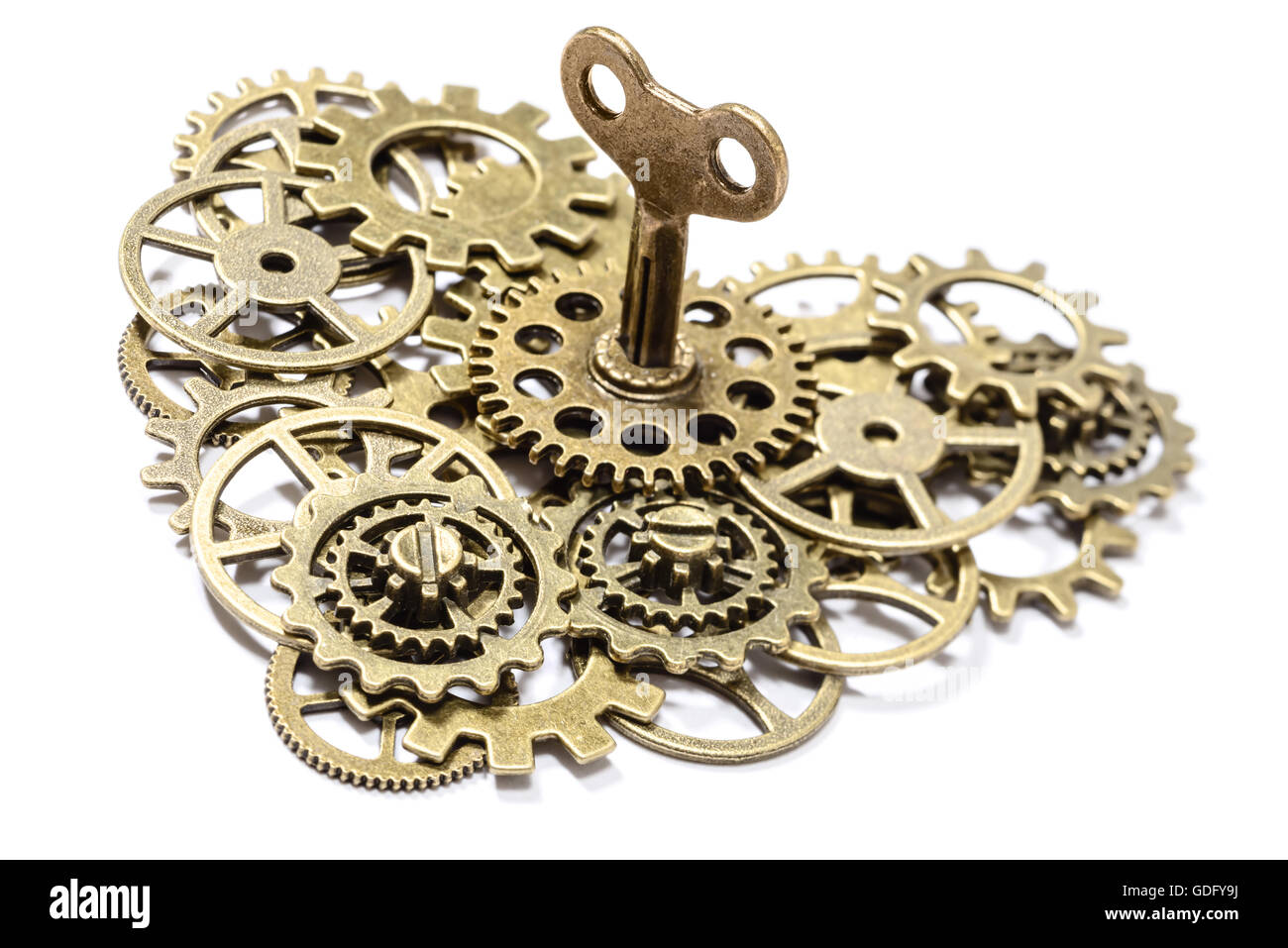 gear heart with key on white Stock Photo - Alamy
