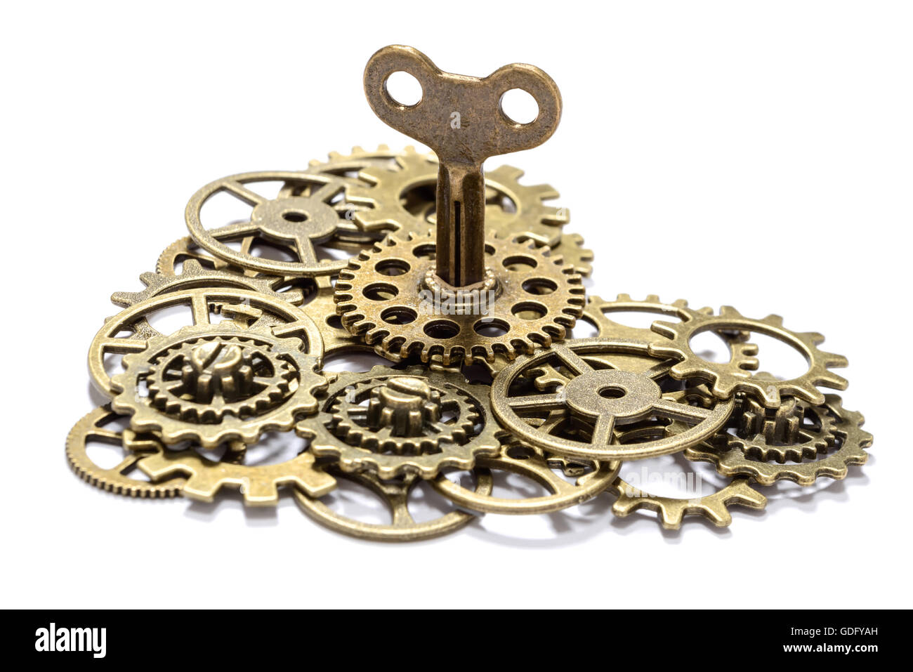 gear heart with key on white Stock Photo - Alamy