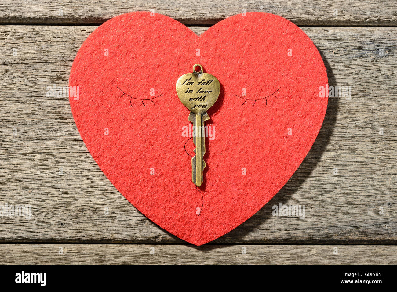 red heart and key Stock Photo - Alamy