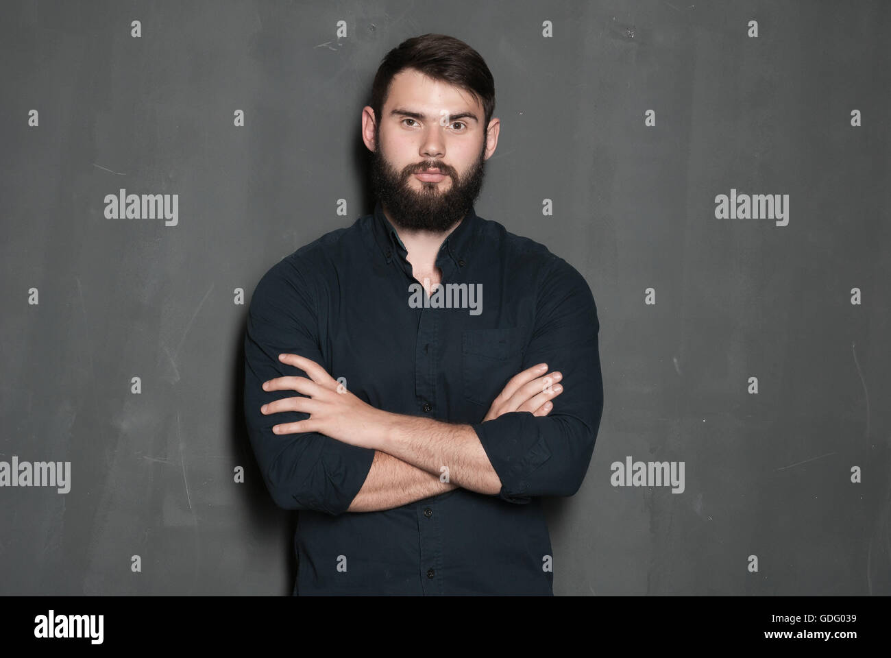 Serious handsome man beard grey hi-res stock photography and images - Alamy