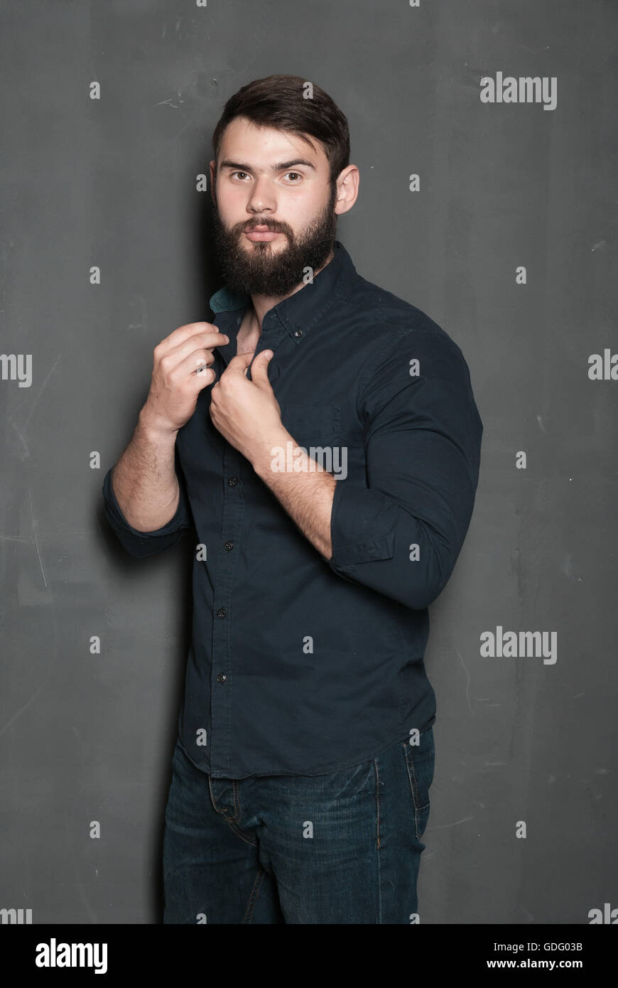 Serious handsome guy beard hi-res stock photography and images - Alamy