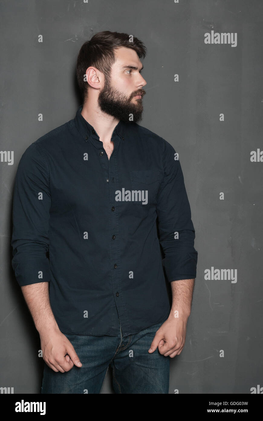 Portrait of handsome man with beard Stock Photo - Alamy