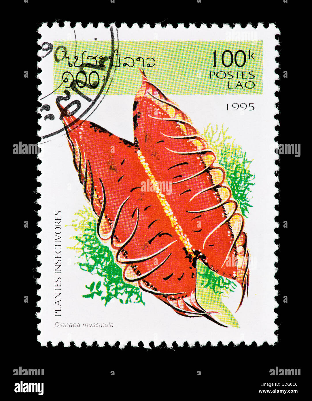 Postage stamp from Laos depicting a Venus flytrap (Dionaea muscipula ...