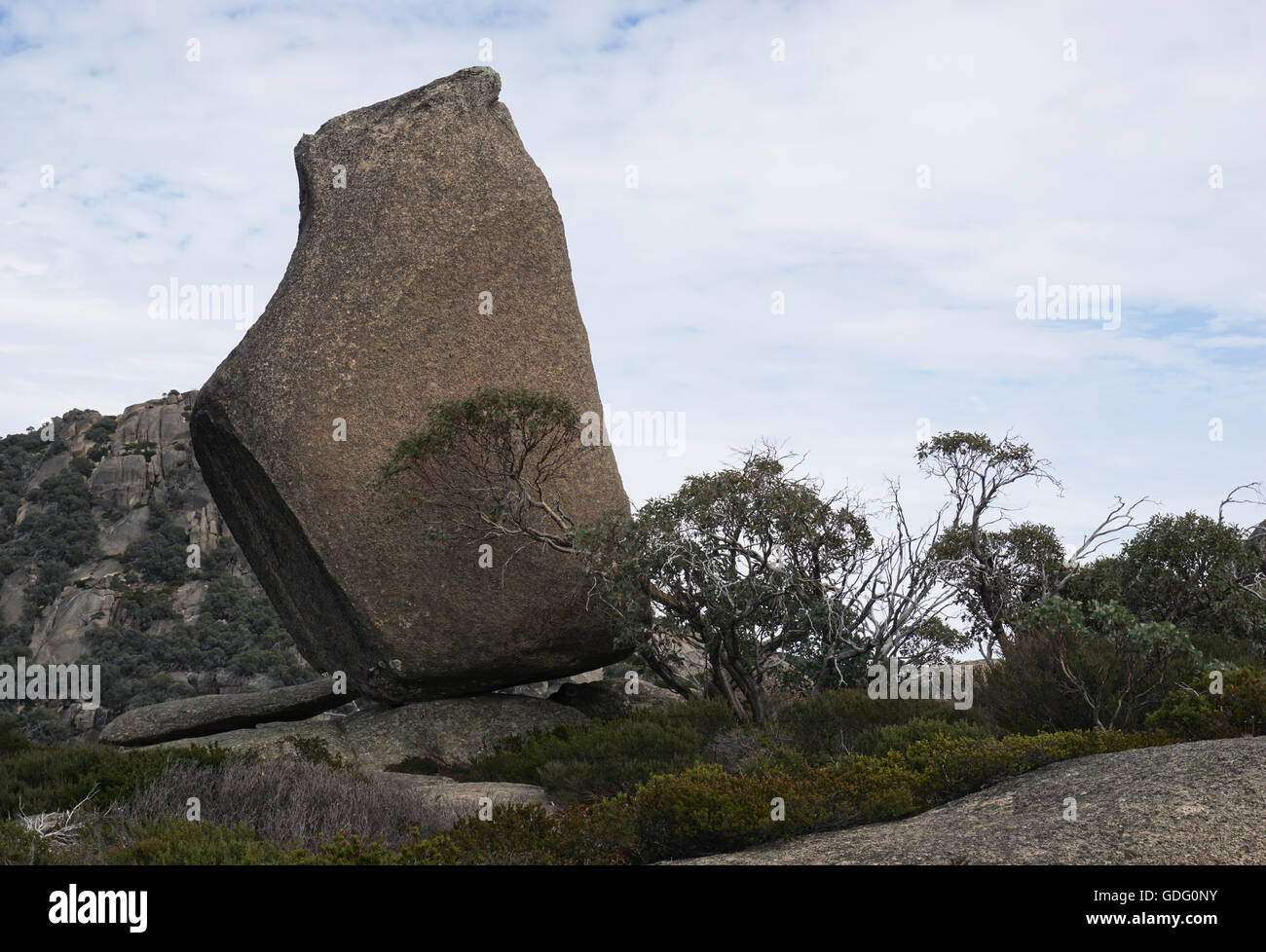 A Balancing Boulder, on a Hiking Trail, in a National Park Stock Photo ...