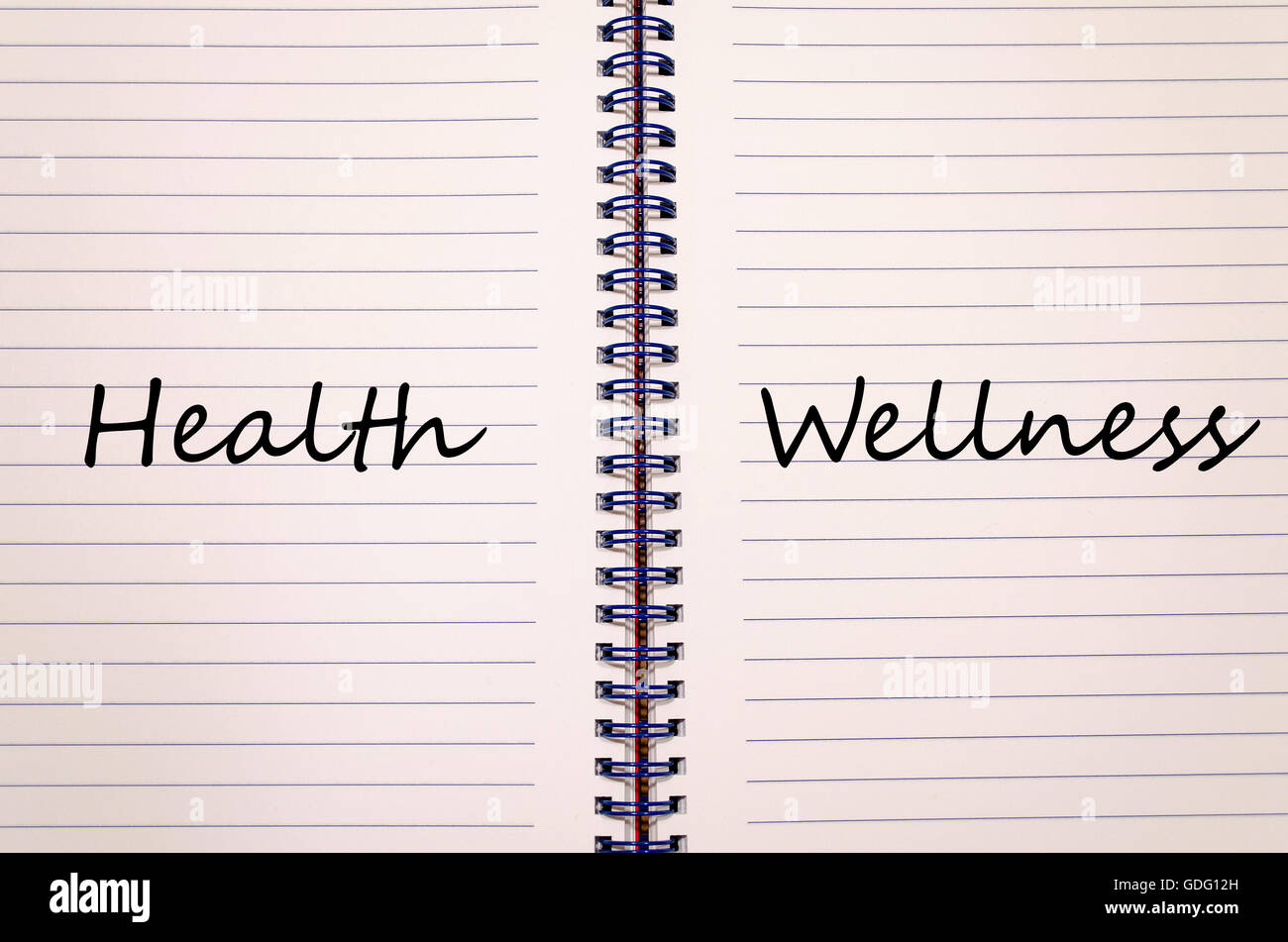 Health and wellness text concept write on notebook Stock Photo - Alamy