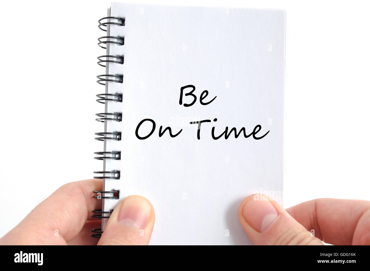 Be on time text concept isolated over white background Stock Photo - Alamy