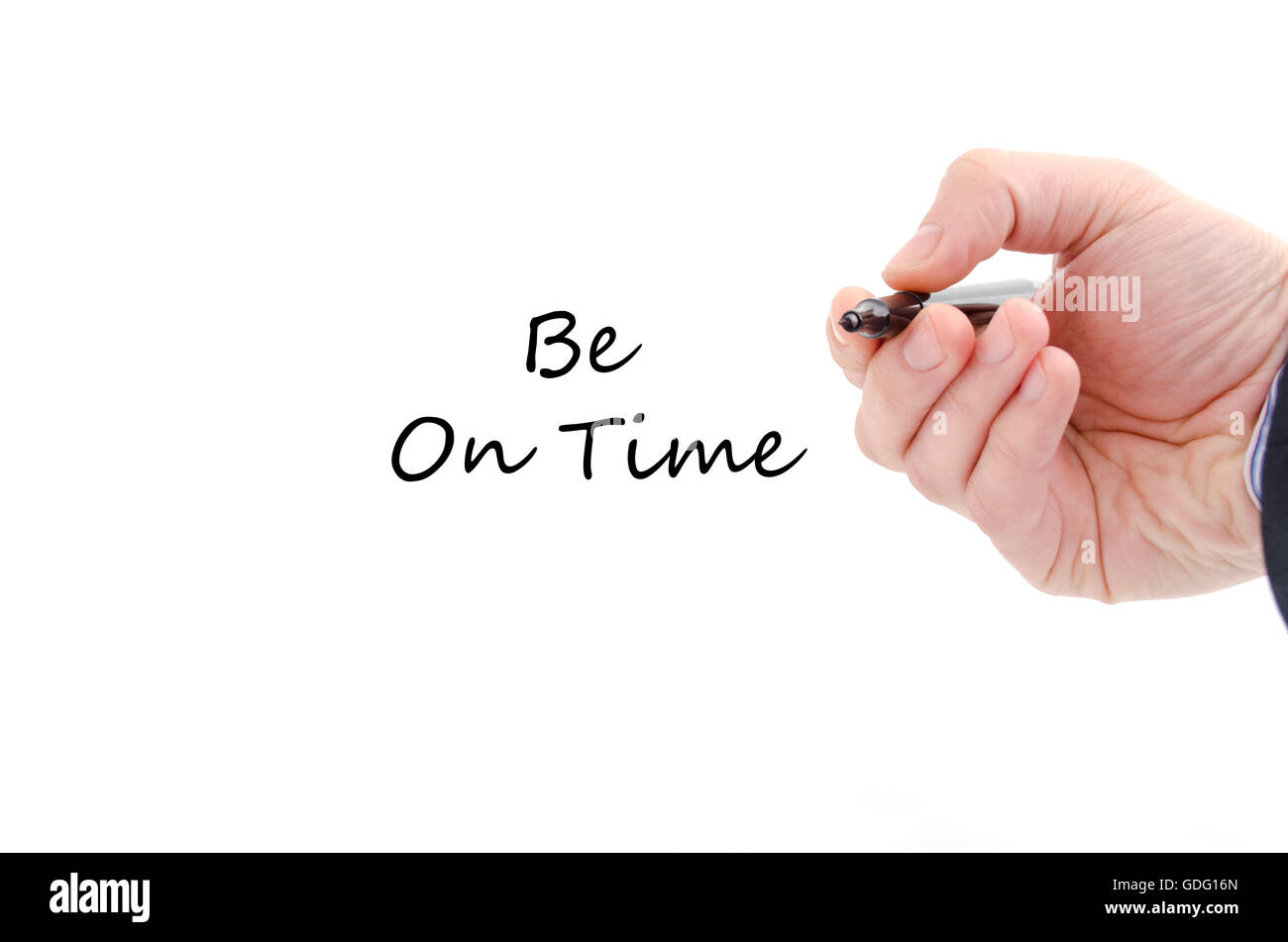 Be on time text concept isolated over white background Stock Photo - Alamy