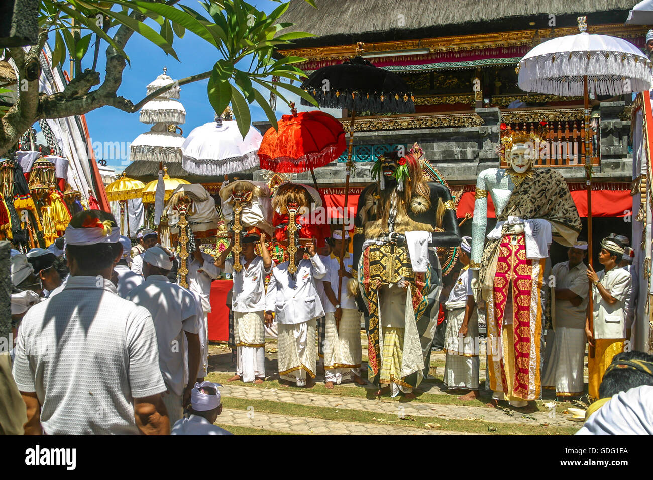 Indonesia Bali Legian-Kuta Colourful scene inside the temple, part of ...