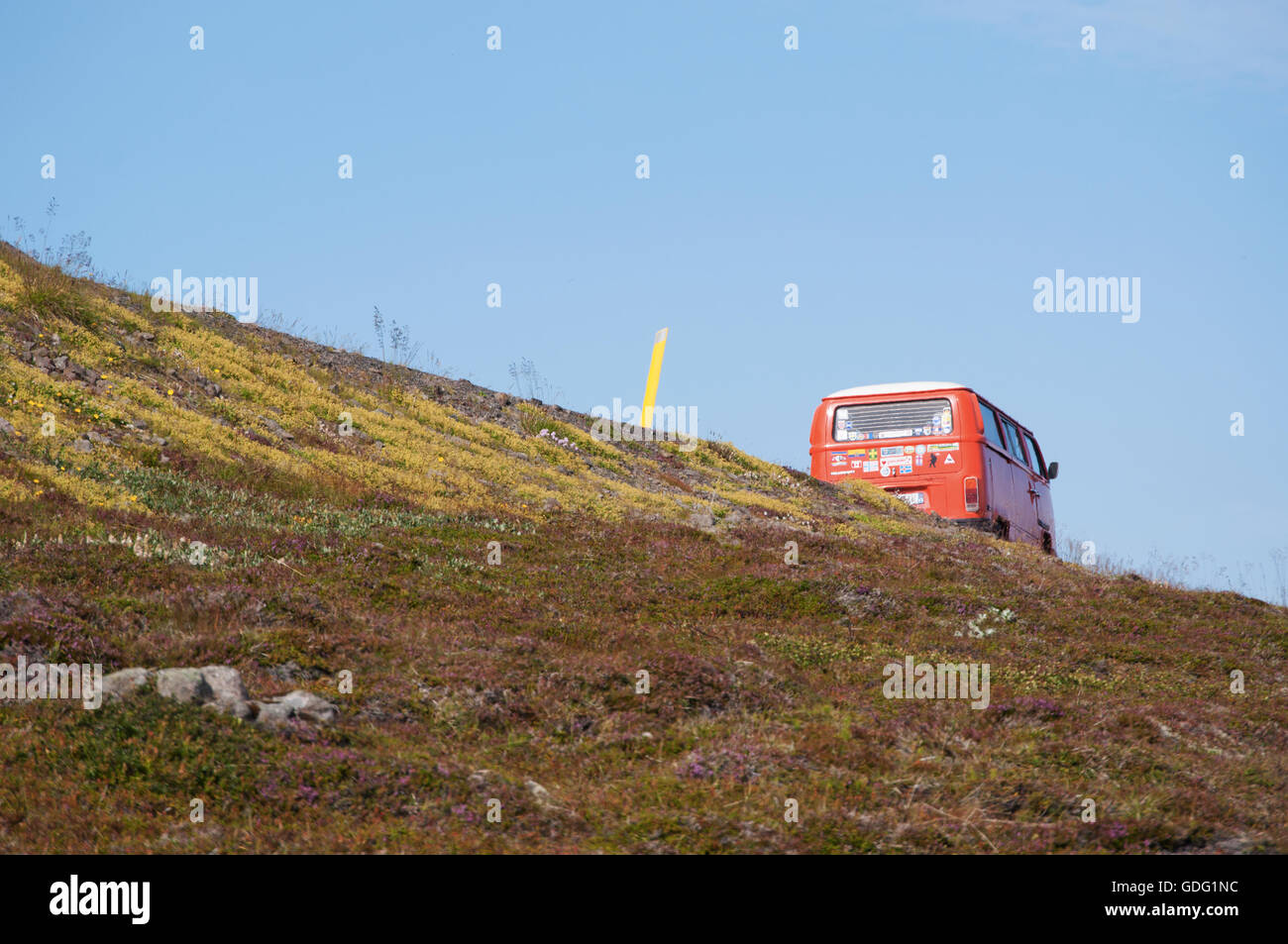 Iceland: a camper van in the Icelandic landscape, worldwide considered ...