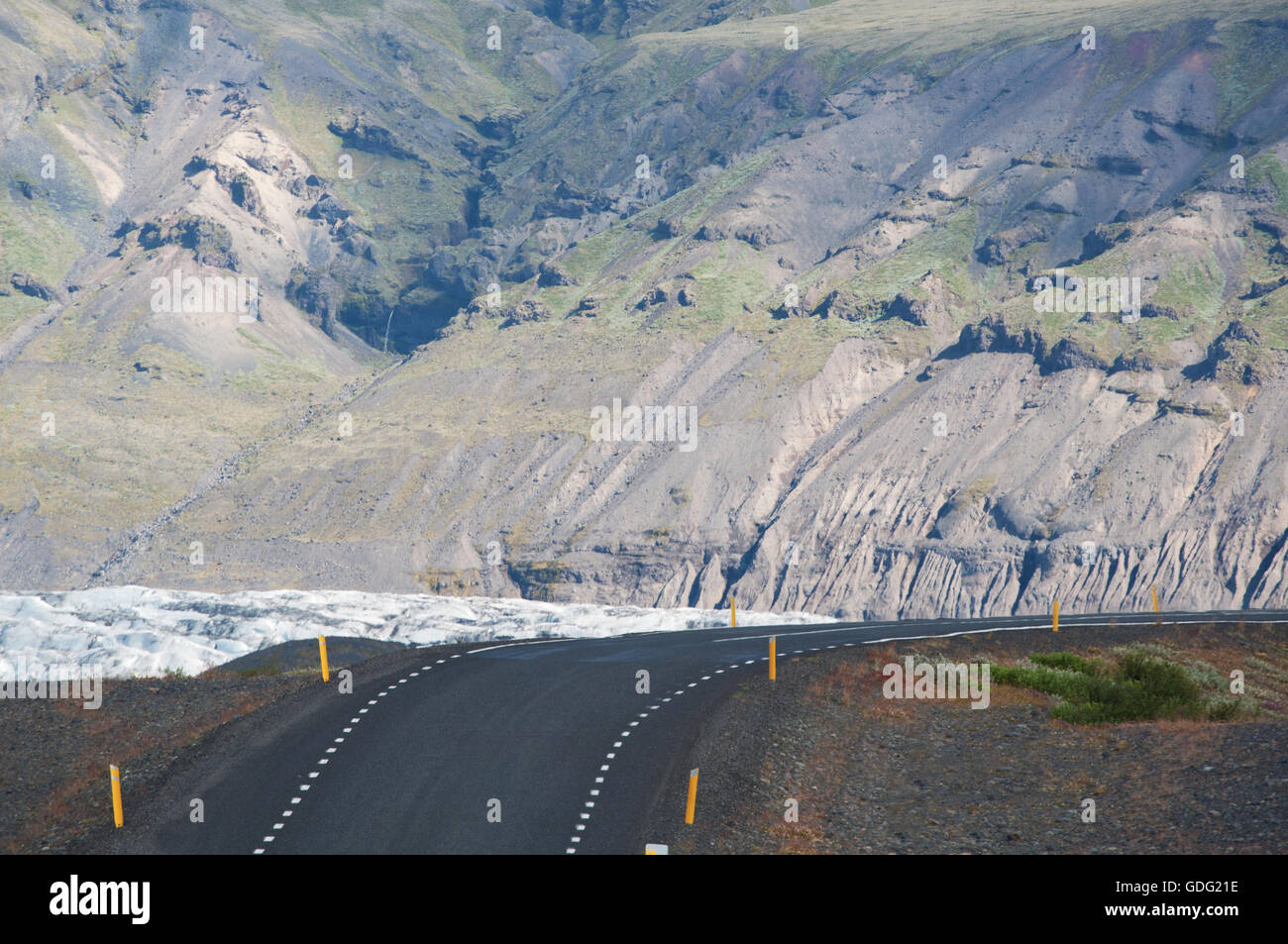 Iceland: the Route 1, the famous Ring Road, with view of the ...