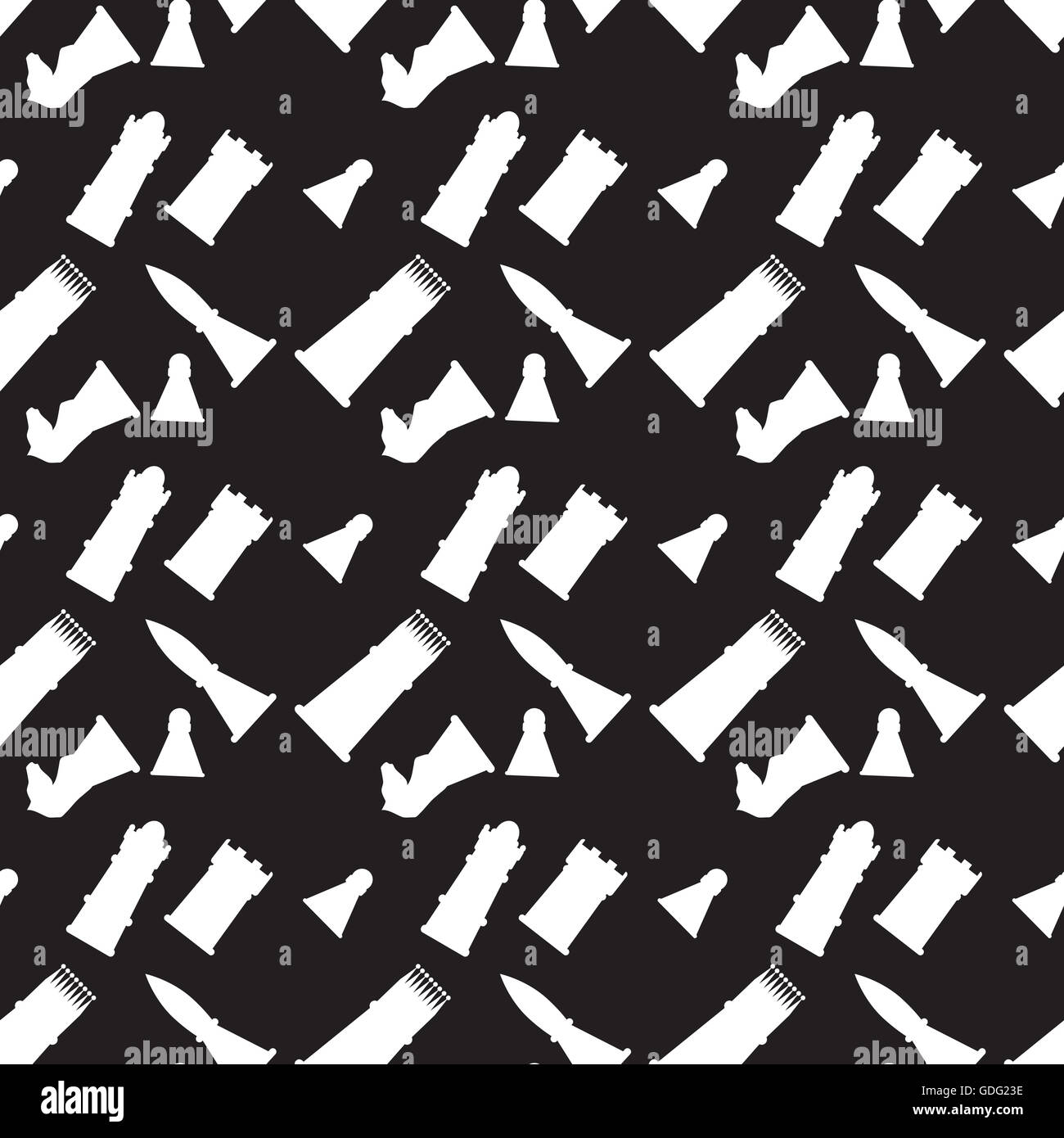 Seamless monochrome pattern with chess figures. Game strategy and ...