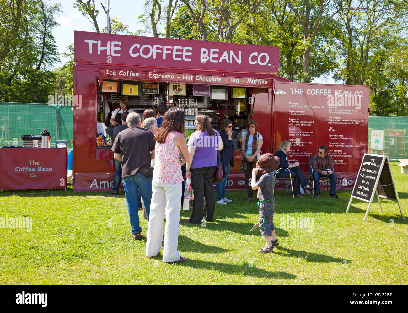 People queuing (waiting in line) at The Coffee Bean Co. snack stall at ...
