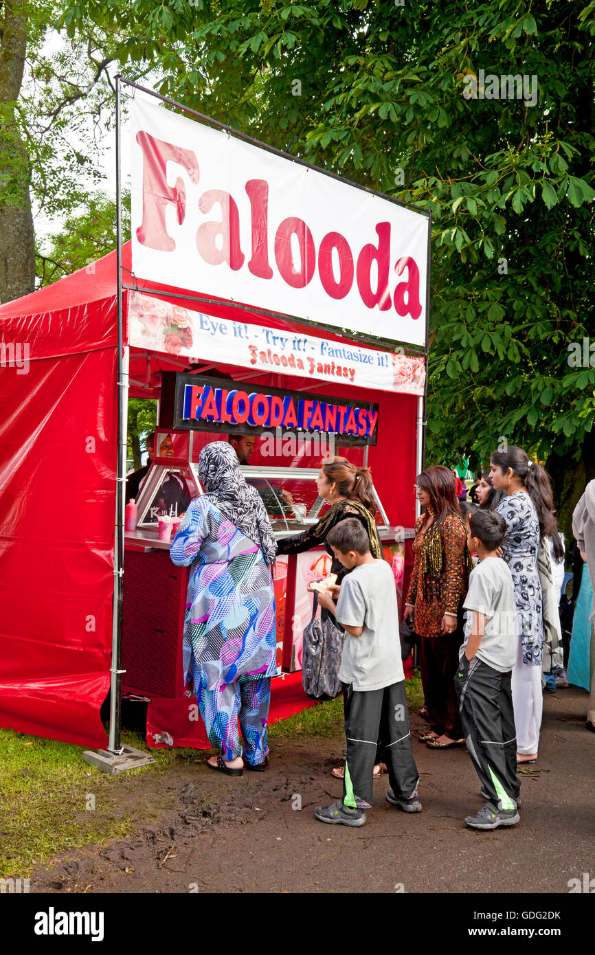 A queue of customers waiting to be served at a Falooda Fantasy stall at ...