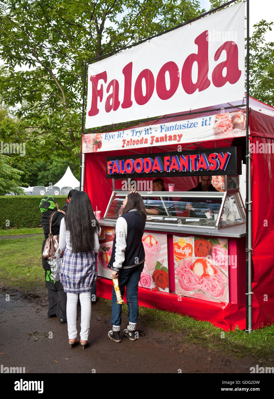 A small queue of customers waiting to be served at a Falooda Fantasy ...