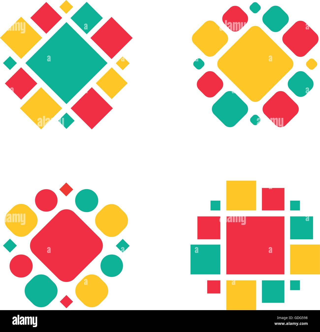 Company vector logo design elements. Set of nine abstract hexagon ...