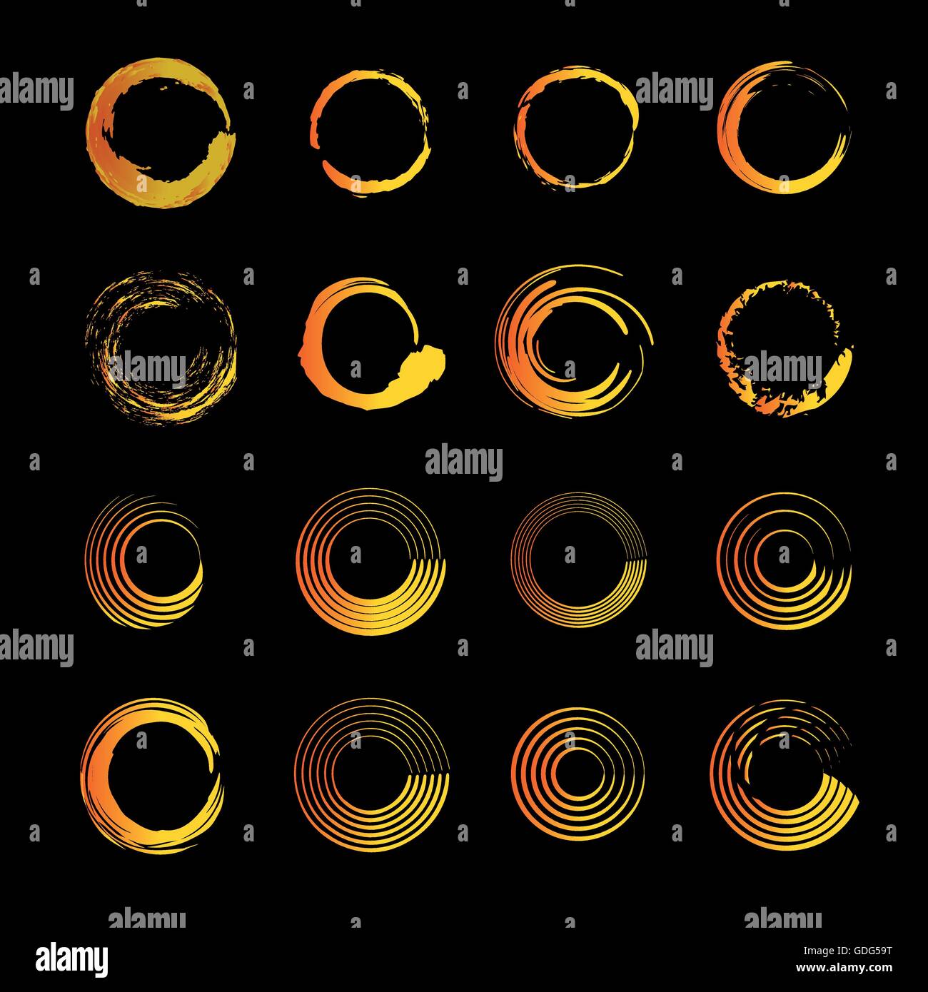 Set of vector icons, and logos depicting the solar circle. Modern ...