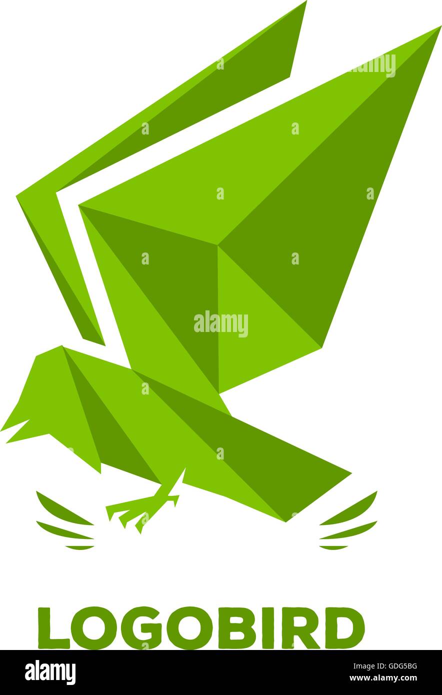 Geometric flowing eagle. Triangular shape, polygonal stylization, green ...