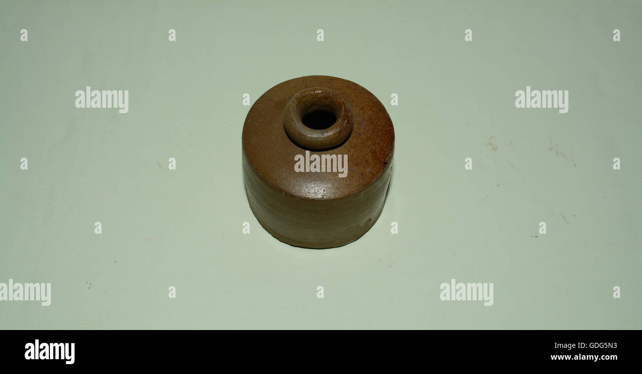 these about 500 years old clay made oil lamps and ink pot have been ...