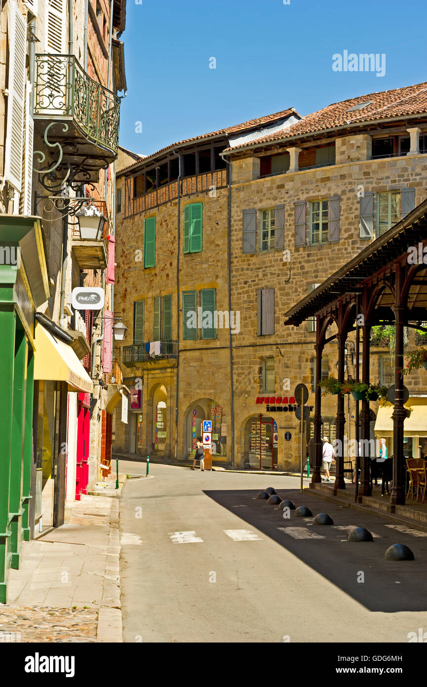 Buildings, windows and Shutters, Figeac, Lot, Midi-Pyrenees, France ...