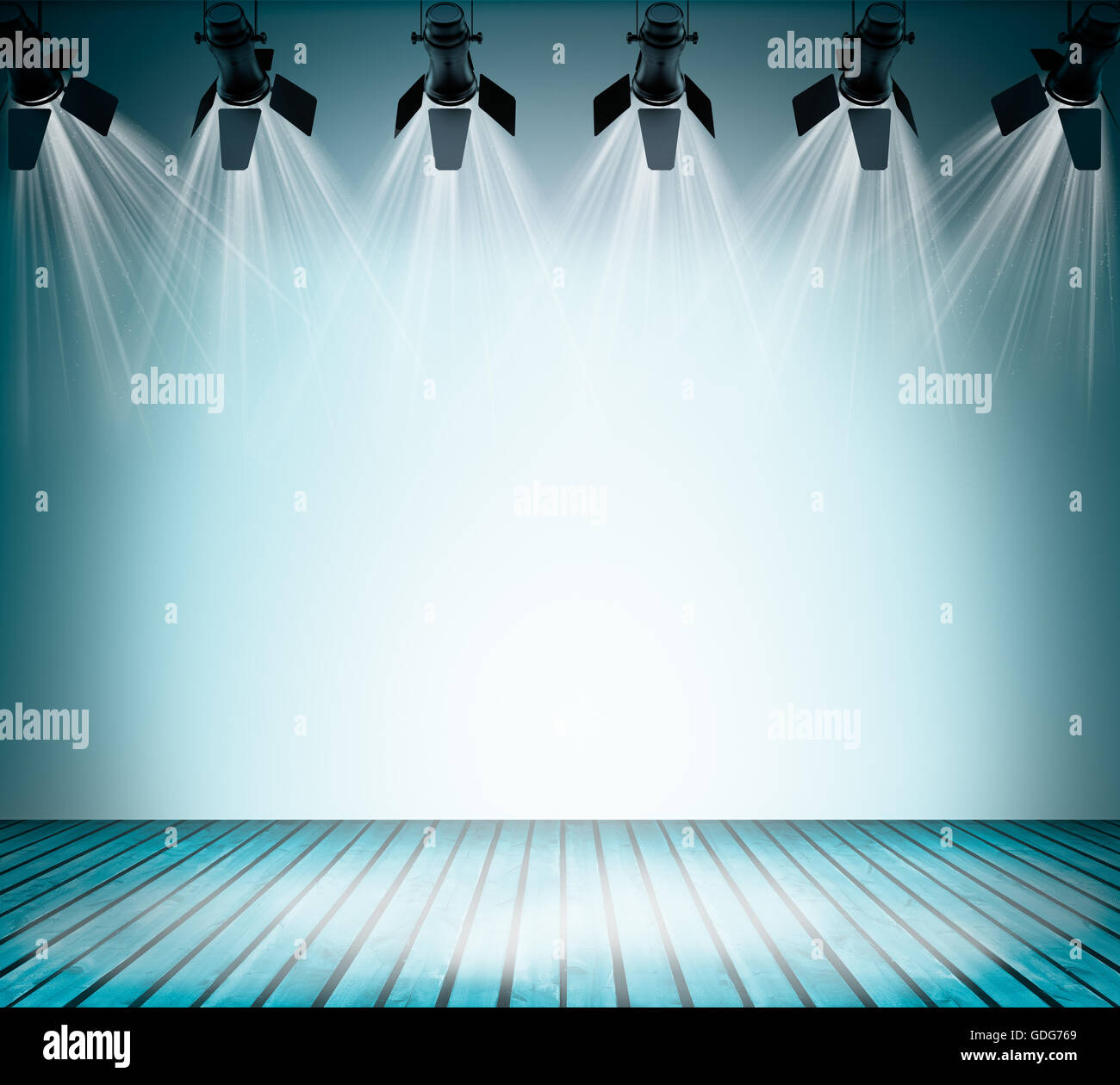 Illuminated empty concert stage Stock Photo - Alamy