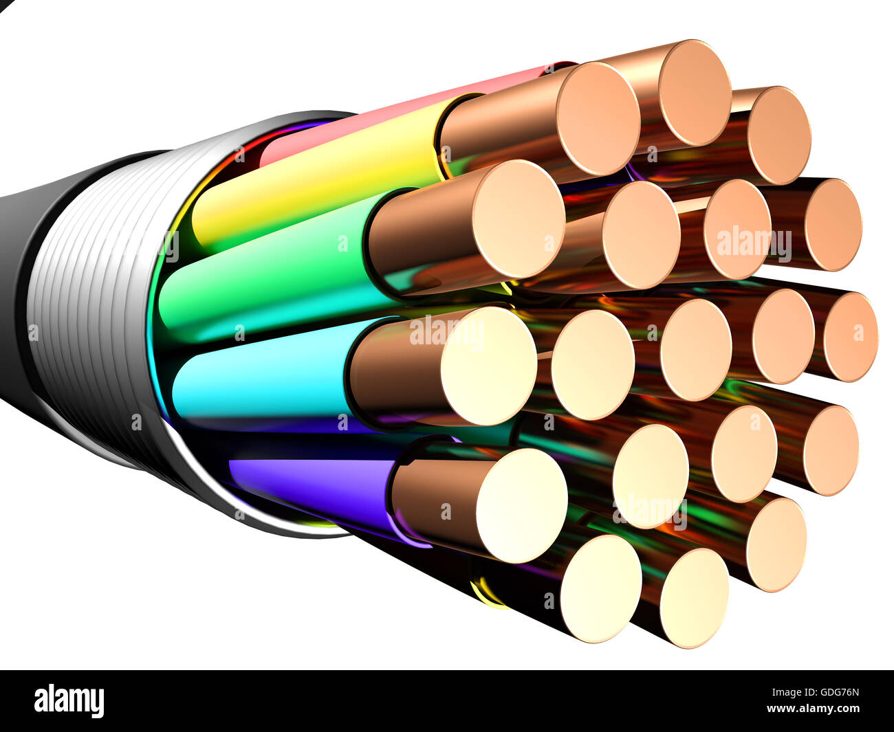 Electrical cable on white background. Close-up Stock Photo - Alamy