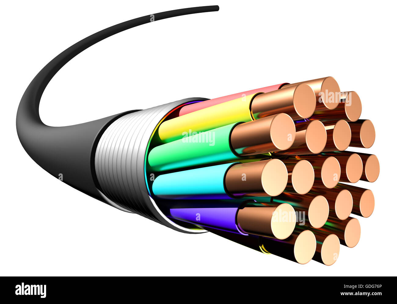 Electrical cable on white background. Close-up Stock Photo - Alamy