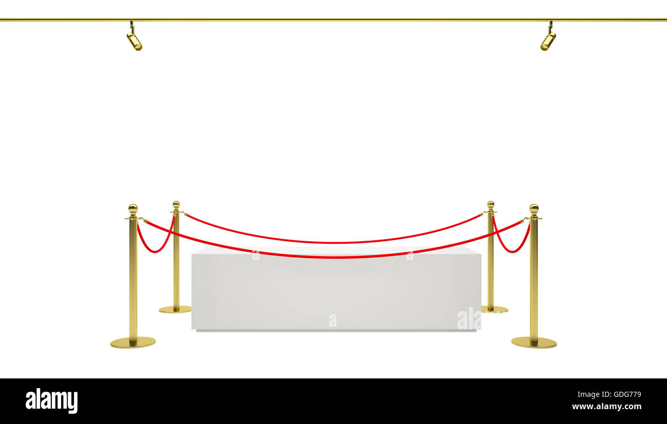 Showcase with tiled stand barriers for exhibit Stock Photo - Alamy