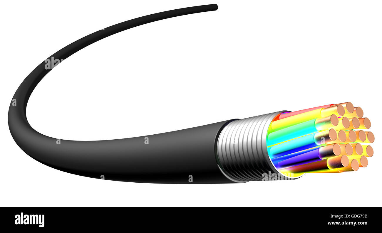 Electrical cable on white background. Close-up Stock Photo - Alamy