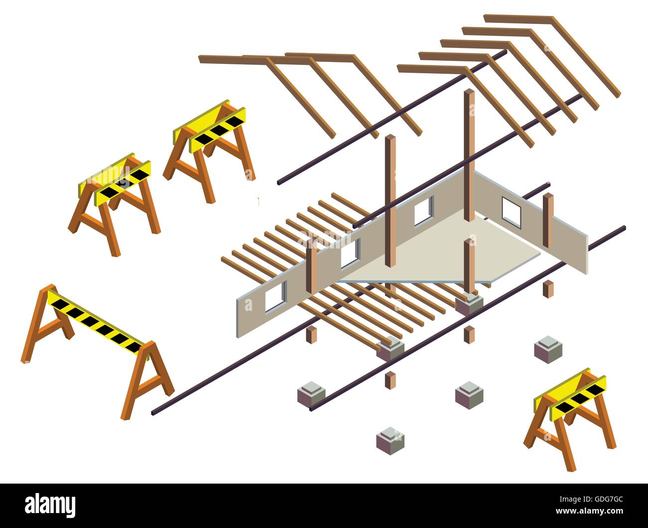 illustration of house structure concept in isometric graphic Stock ...