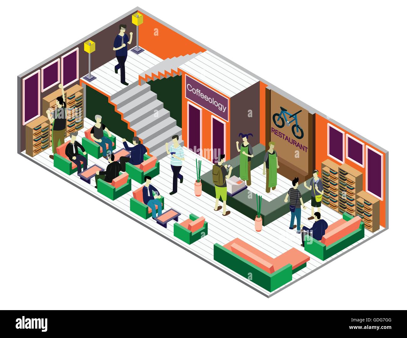 illustration of infographic interior room concept in isometric graphic ...