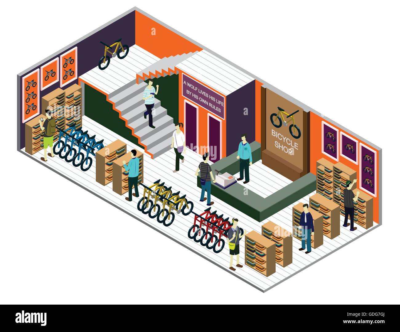 illustration of infographic interior room concept in isometric graphic ...
