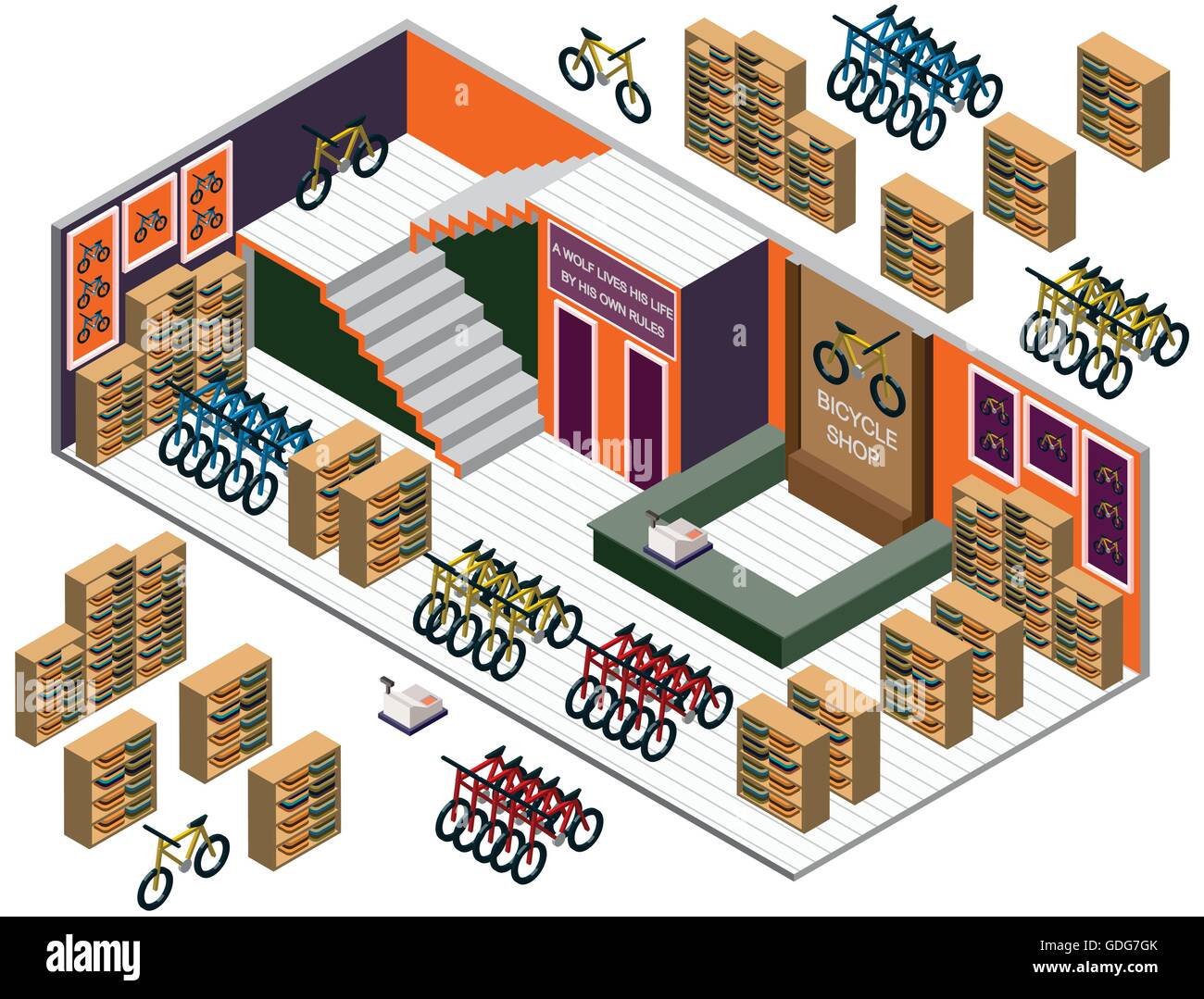 illustration of infographic interior room concept in isometric graphic ...