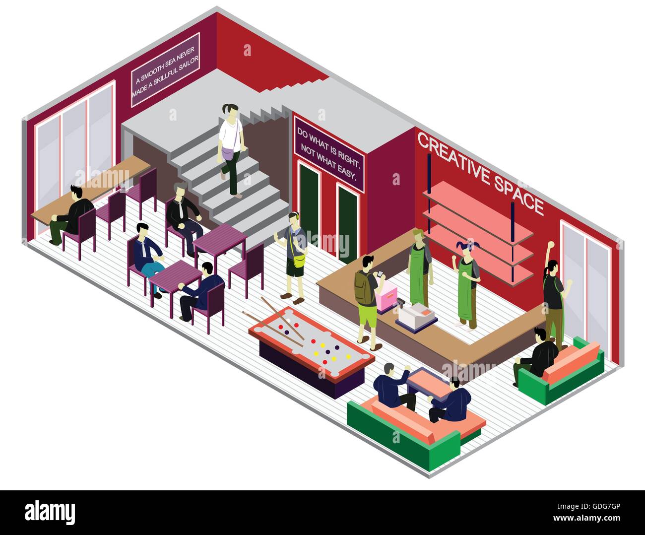 illustration of infographic interior room concept in isometric graphic ...
