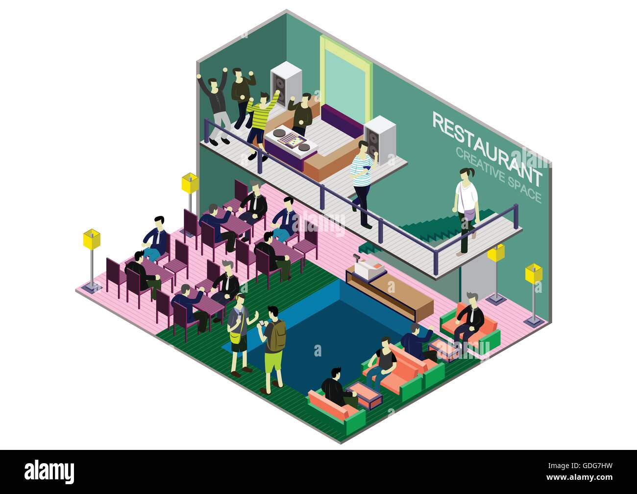 illustration of infographic interior room concept in isometric graphic ...