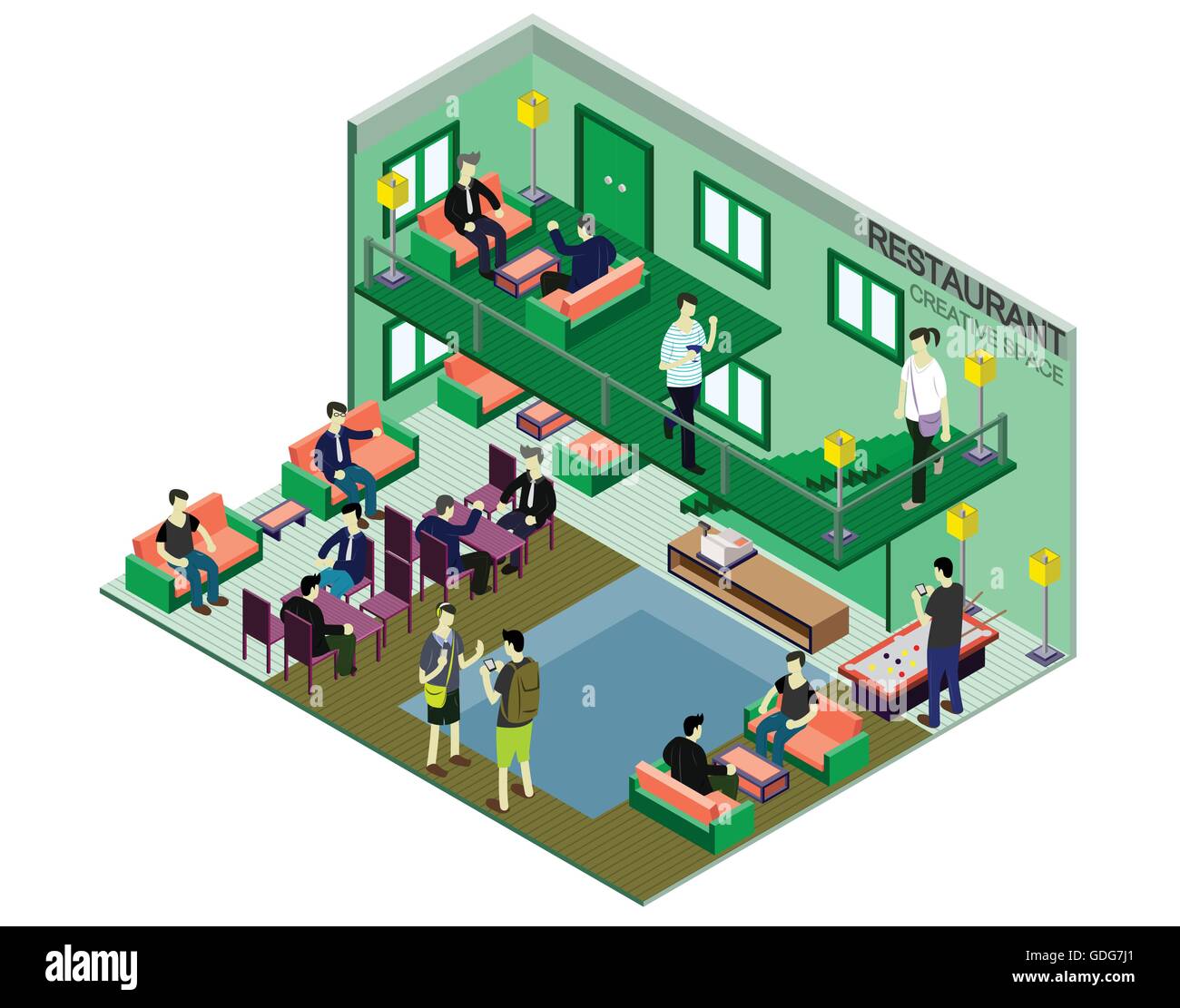 illustration of infographic interior room concept in isometric graphic ...