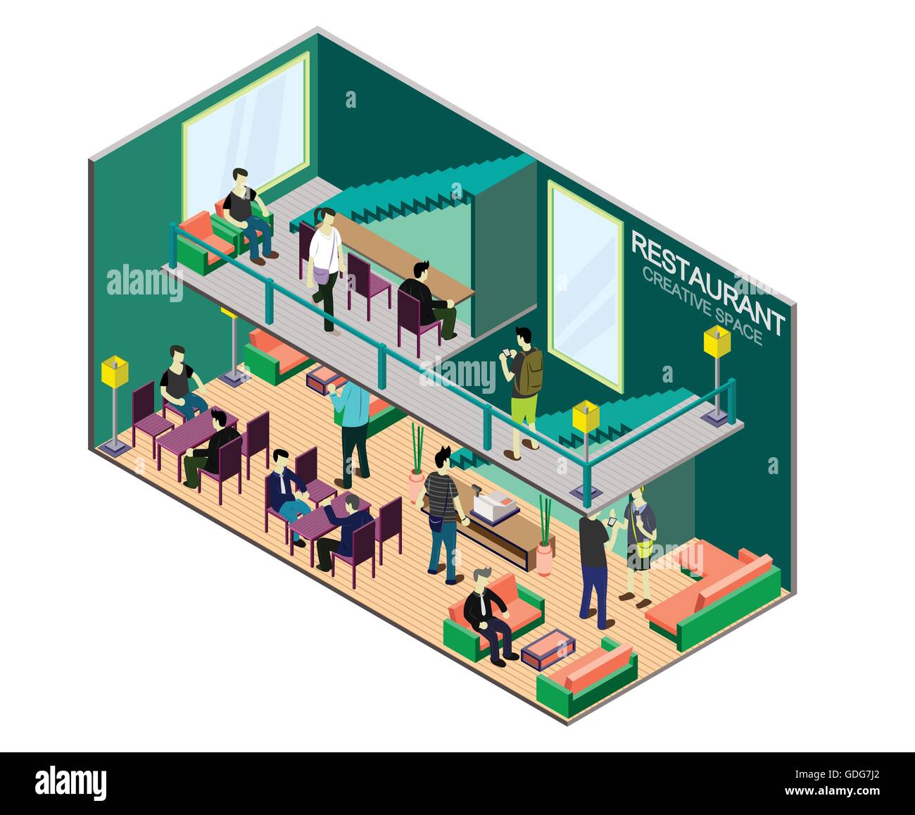illustration of infographic interior room concept in isometric graphic ...