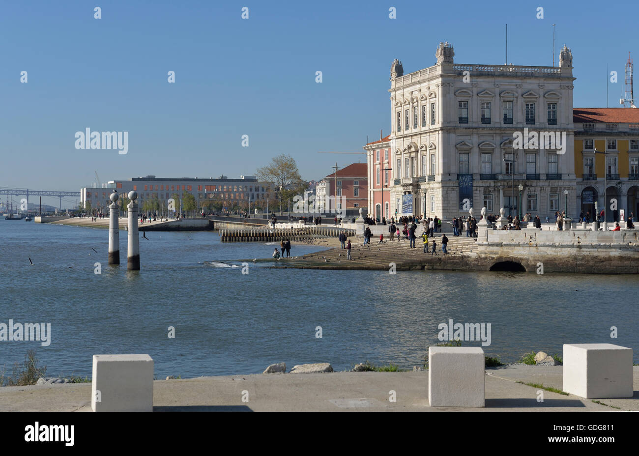 Cais das Colunas River end of Baixa by Praca do Comercio Lisbon ...