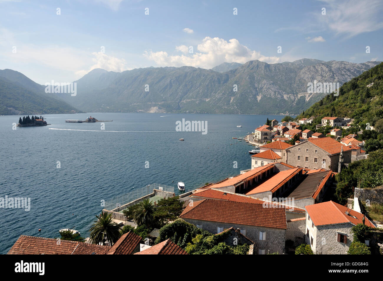 View from the St Nicholas church in Perast Stock Photo - Alamy