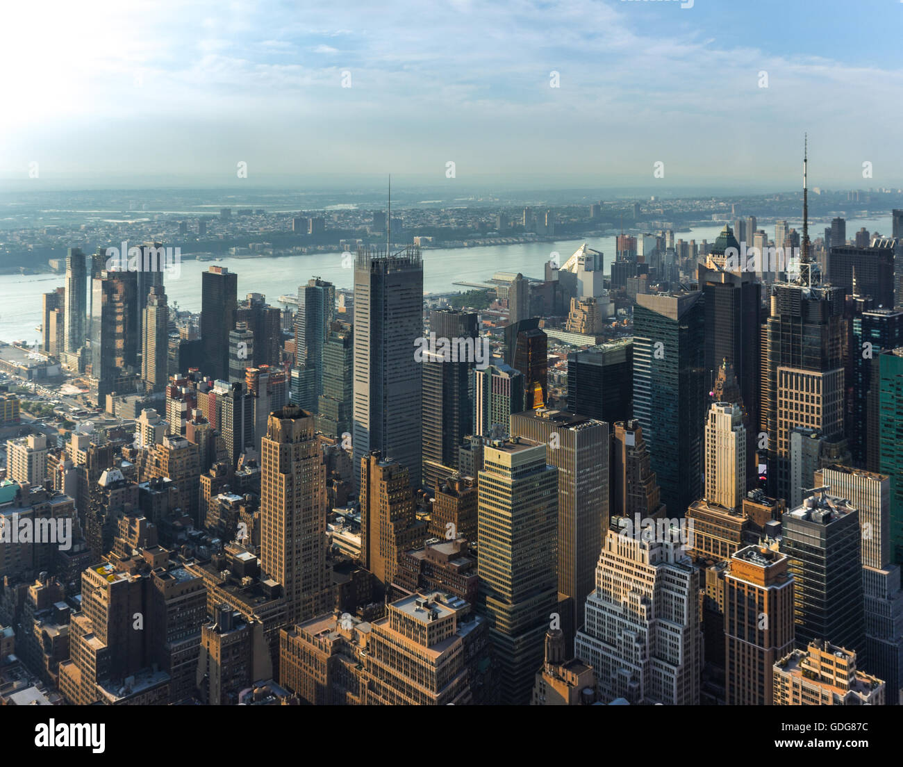 New York City Manhattan street aerial view with skyscrapers Stock Photo ...