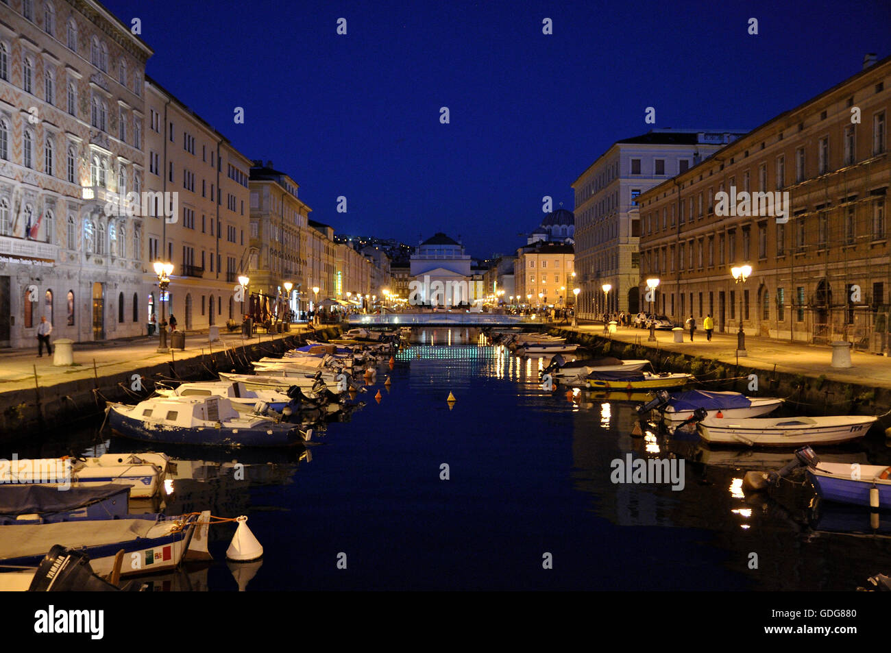 Canale Grande in Trieste at night Stock Photo - Alamy