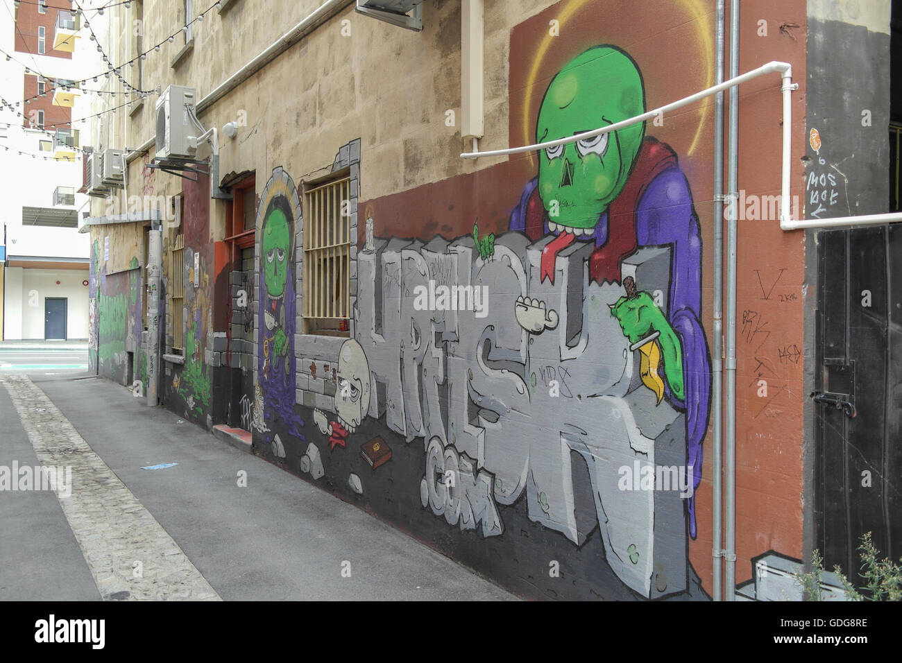 Street art graffiti in central Perth - Western Australia Stock Photo ...